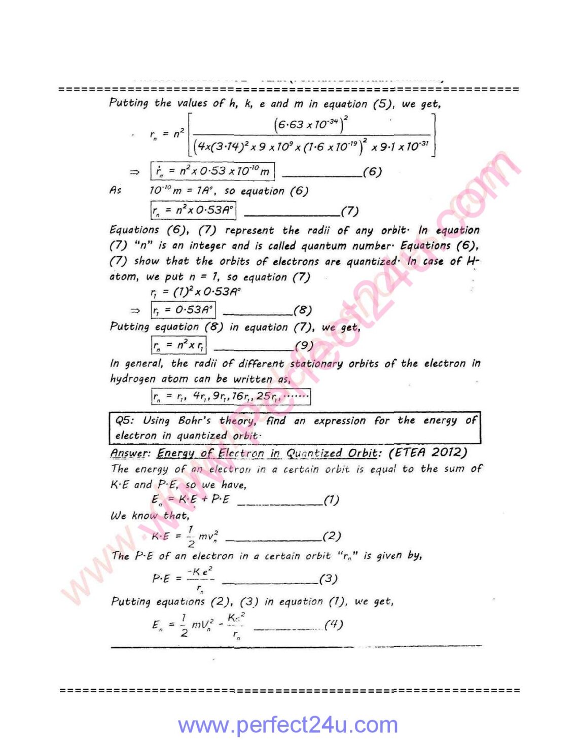 KPK Board 12th Class Physics Ch 19 Atomic Spectra Short